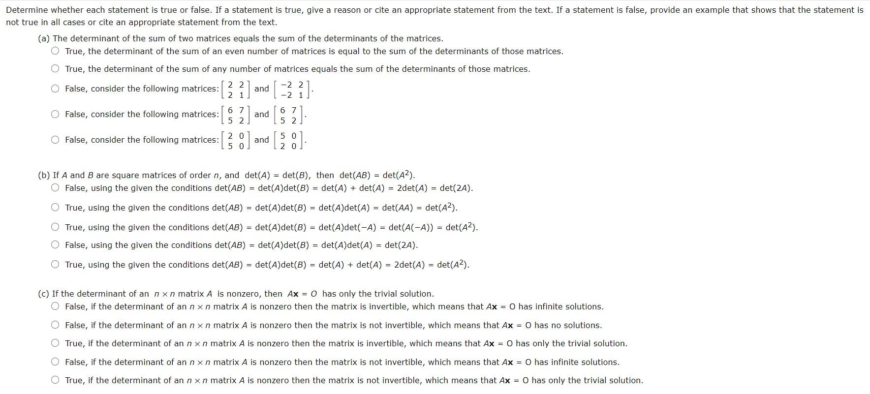 Solved Determine whether each statement is true or false. If | Chegg.com