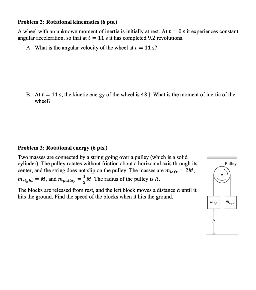 Solved Problem 2: Rotational kinematics (6 pts.) A wheel | Chegg.com