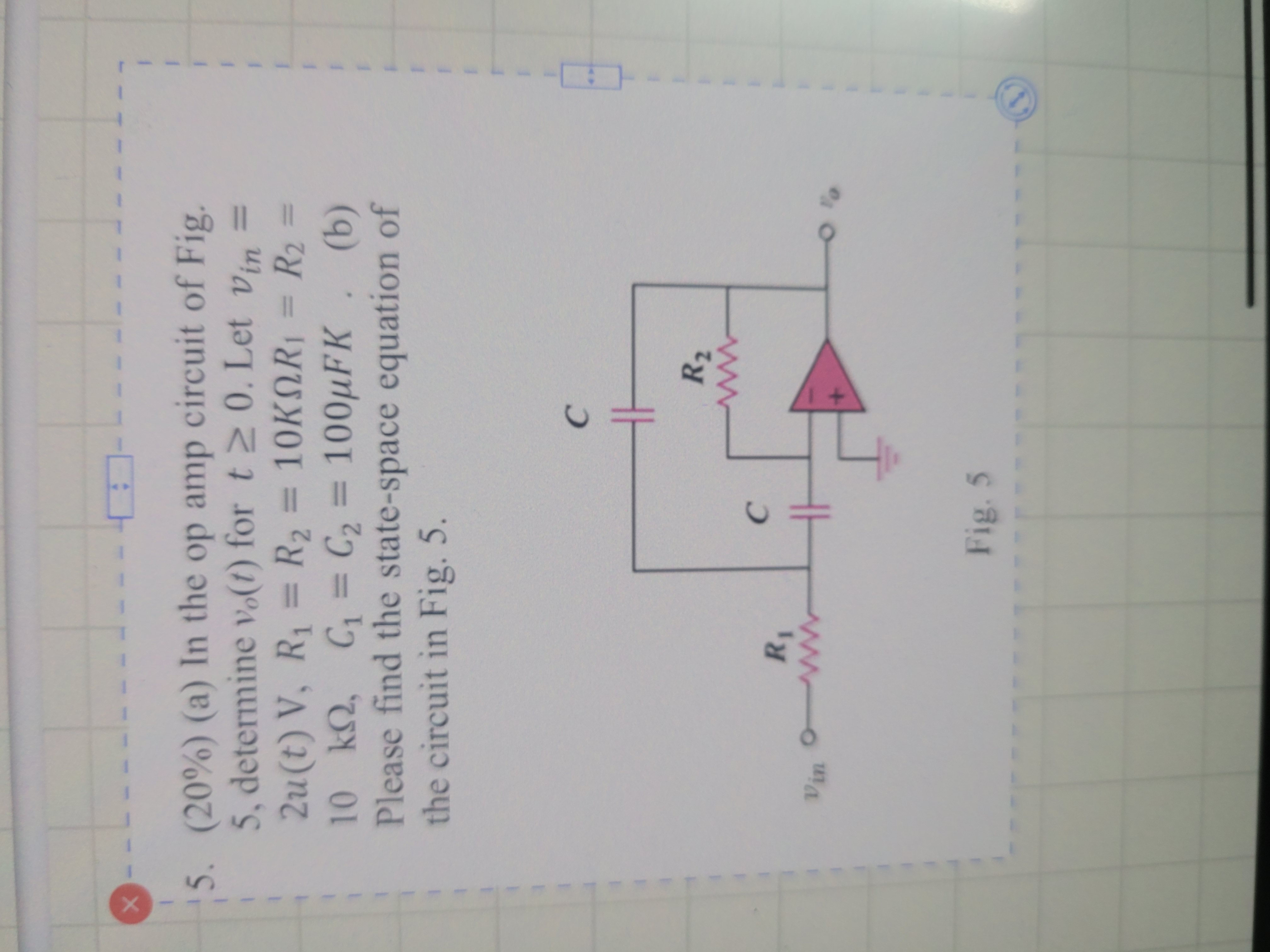 Solved (20%) (a) In ﻿the op ﻿amp circuit of ﻿Fig. 5 , | Chegg.com