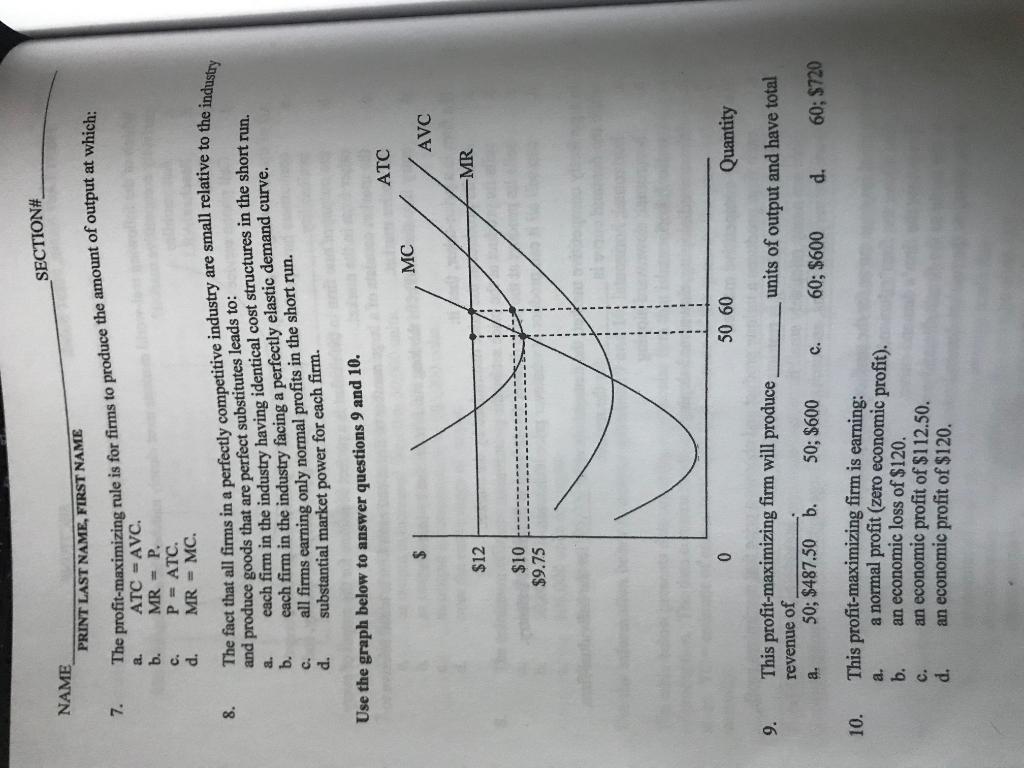 Solved SECTION# NAME PRINT LAST NAME, FIRST NAME The | Chegg.com