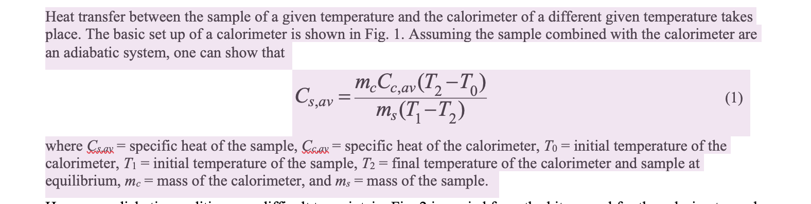 Solved Heat transfer between the sample of a given | Chegg.com