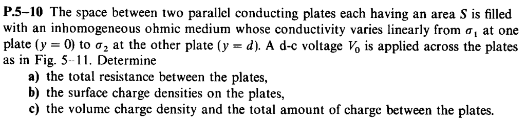 Solved P.5-10 The space between two parallel conducting | Chegg.com