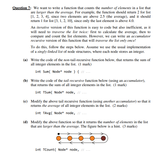 Solved Question 7: We want to write a function that counts | Chegg.com