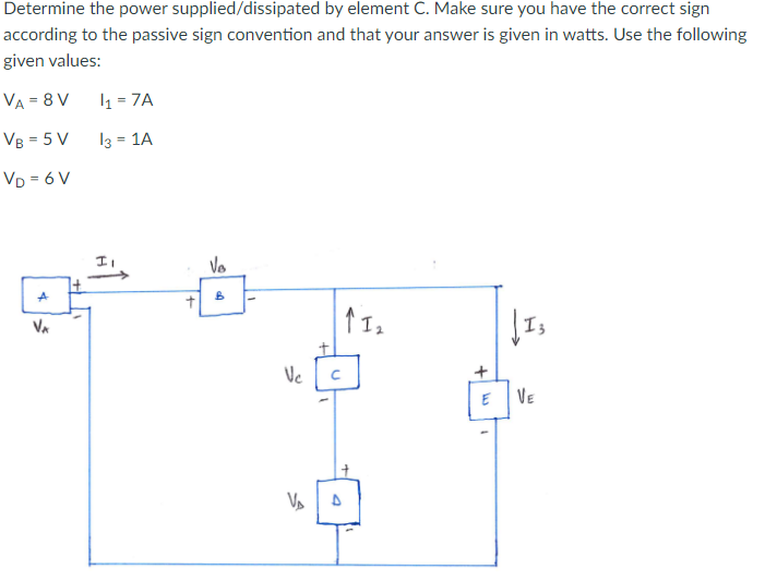 Solved Determine the power supplied/dissipated by element C. | Chegg.com