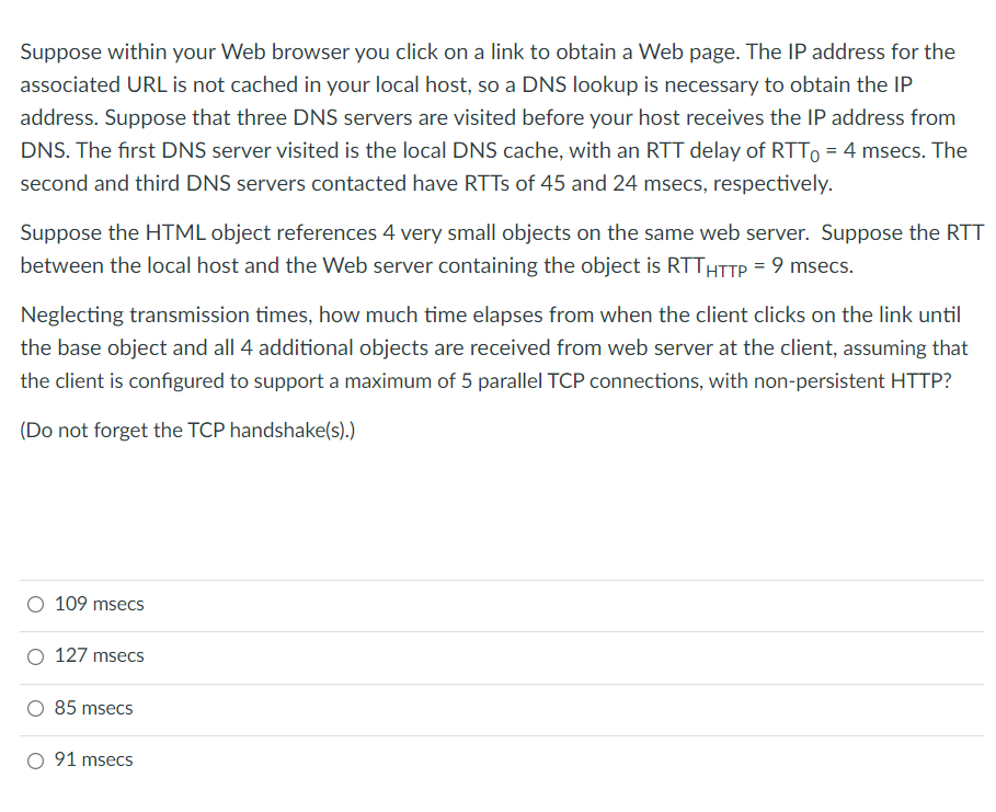 Solved Suppose within your web browser you click on a link | Chegg.com