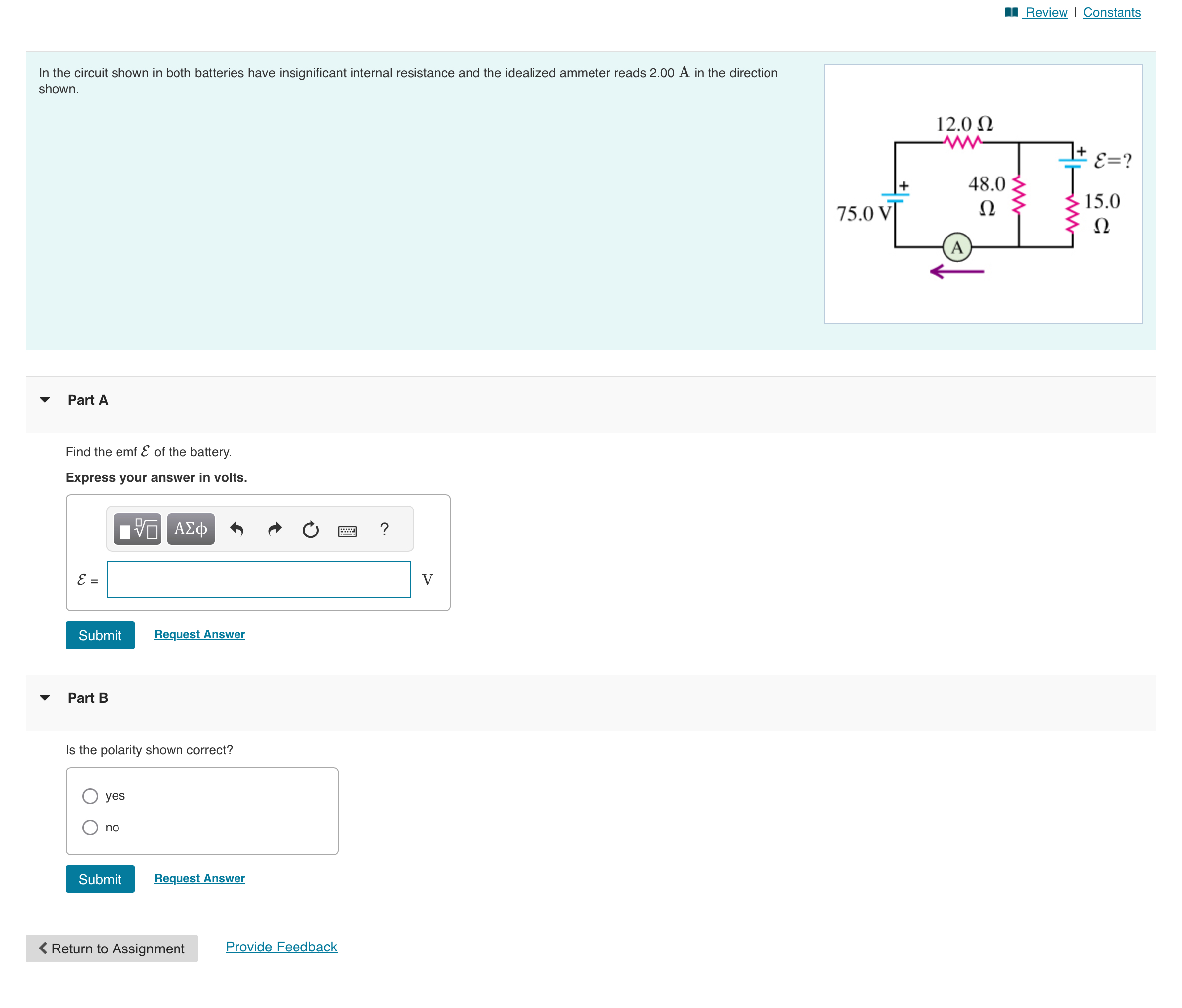 Solved In the circuit shown in both batteries have | Chegg.com