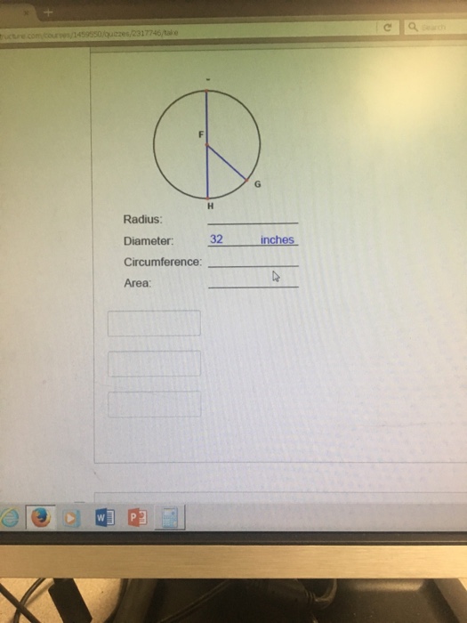 Solved 459550 Que 7746/take Radius: Diameter 32 inches | Chegg.com