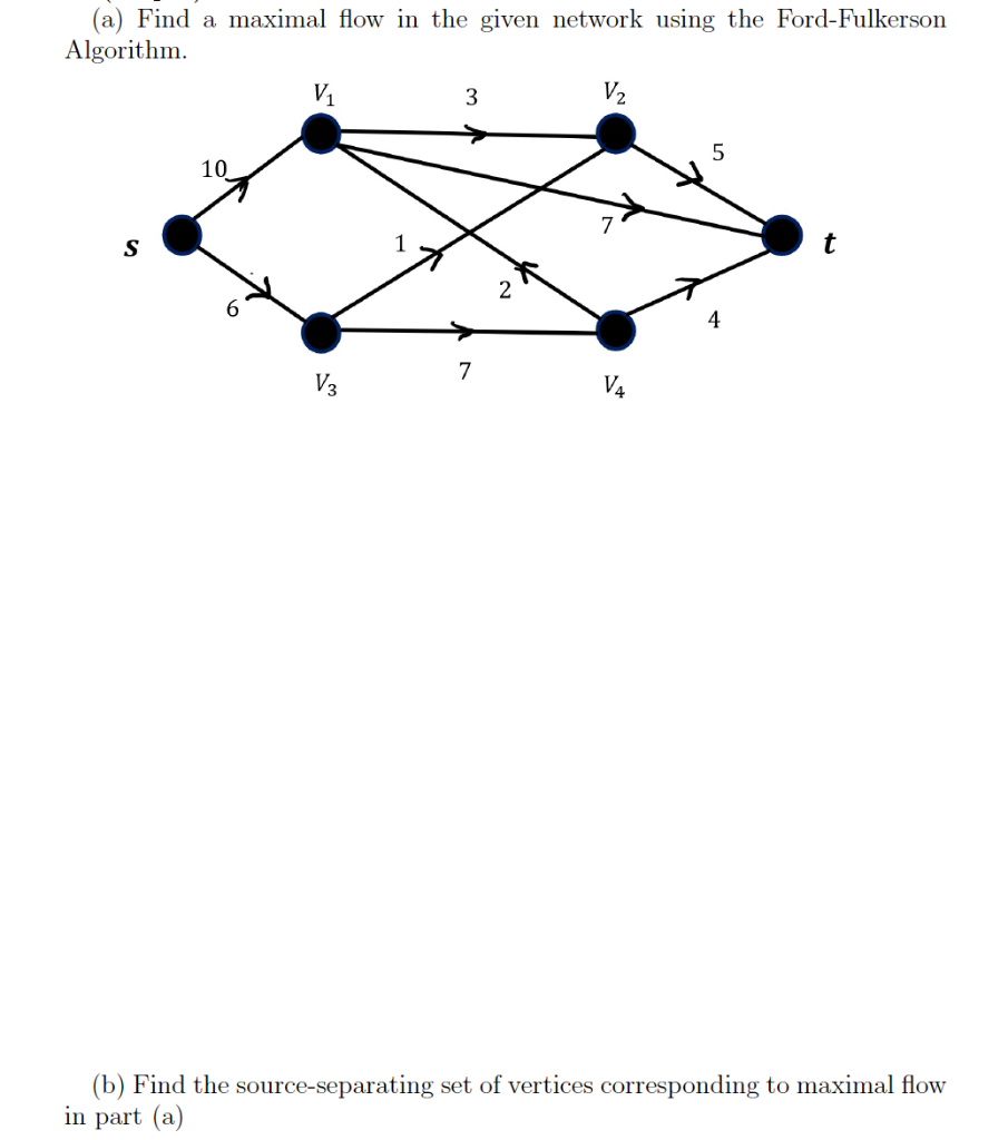 Solved (a) Find a maximal flow in the given network using | Chegg.com