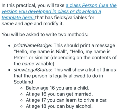 Solved In this practical, you will take a class Person (use | Chegg.com
