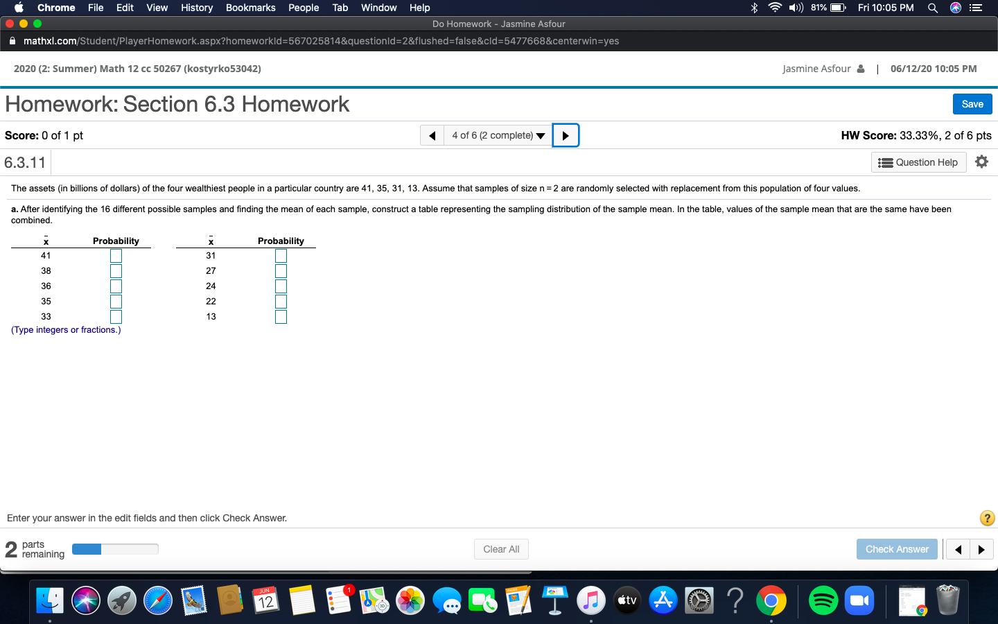 Solved 81% 0 Fri 10:05 PM a Chrome File Edit View History | Chegg.com