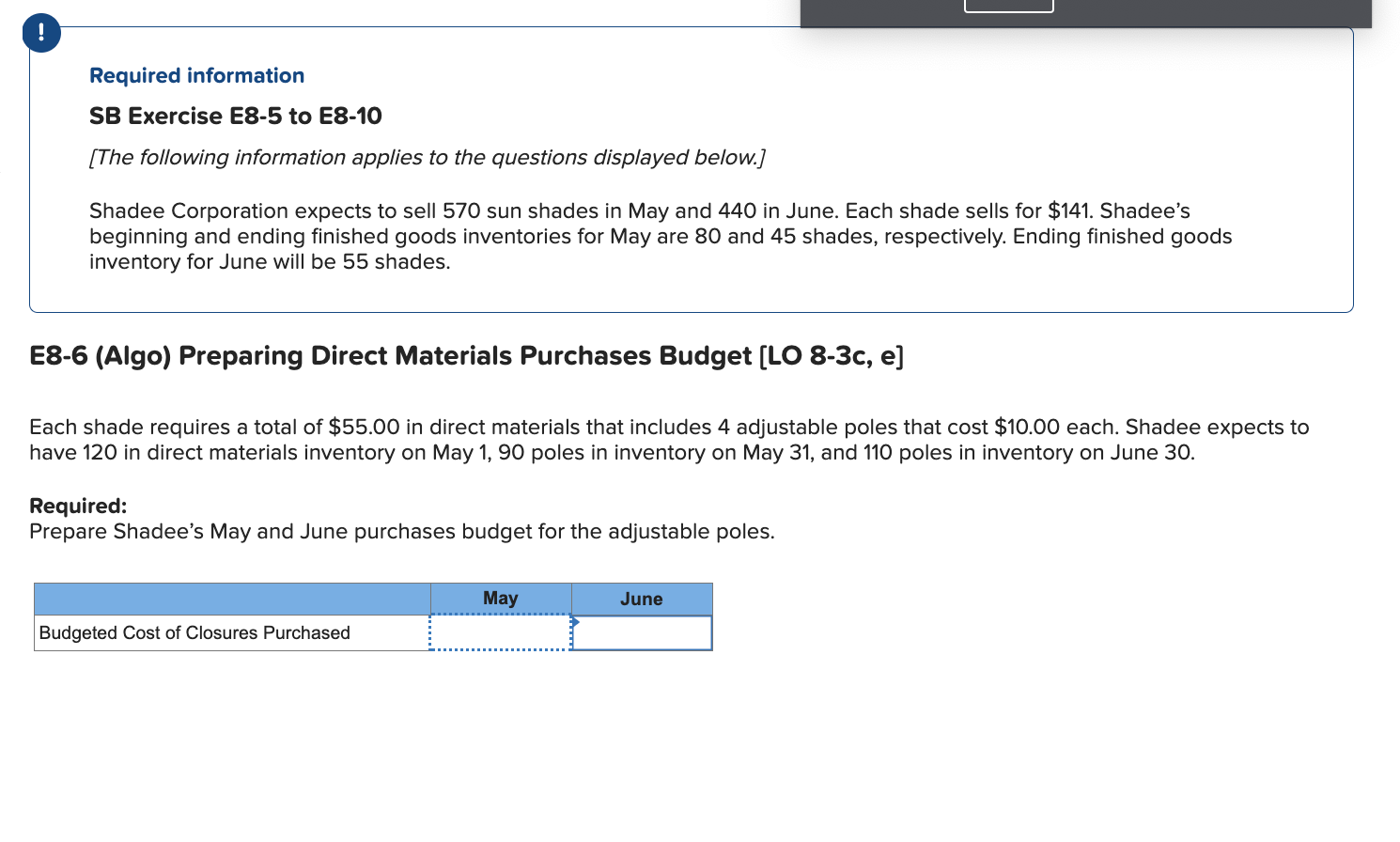 Solved Required information SB Exercise E8-5 to E8-10 [The | Chegg.com