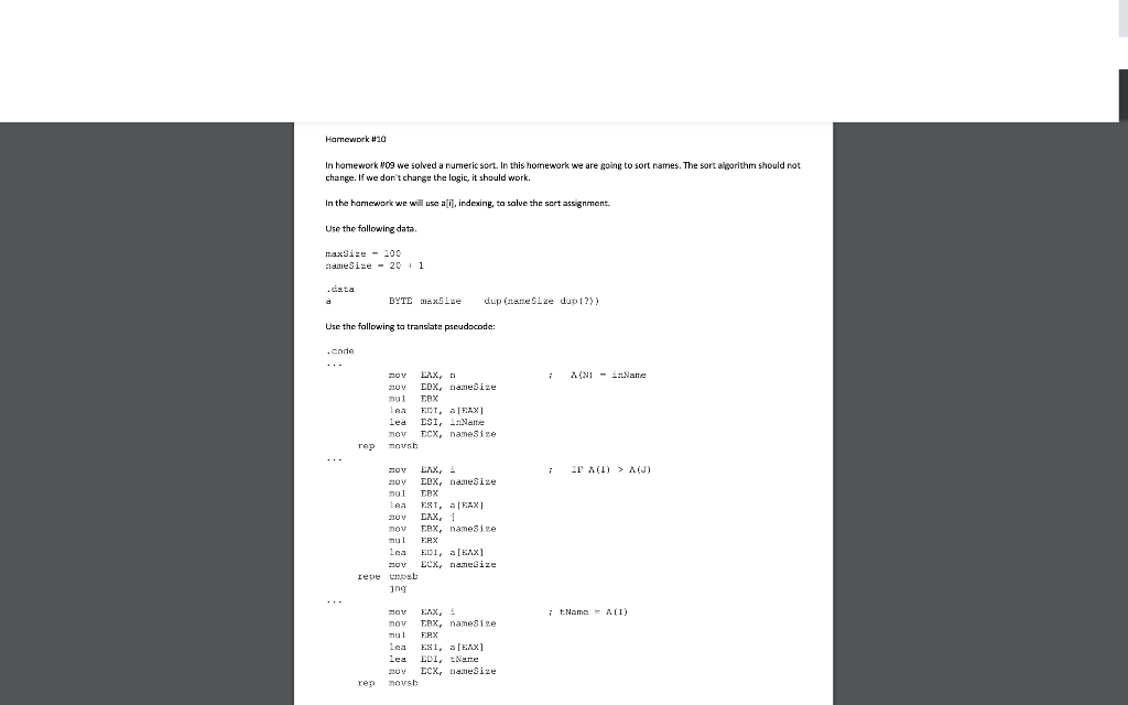 I need help with this assembly language MASM Irvine | Chegg.com