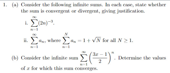 Solved (a) Consider the following infinite sums. In each | Chegg.com