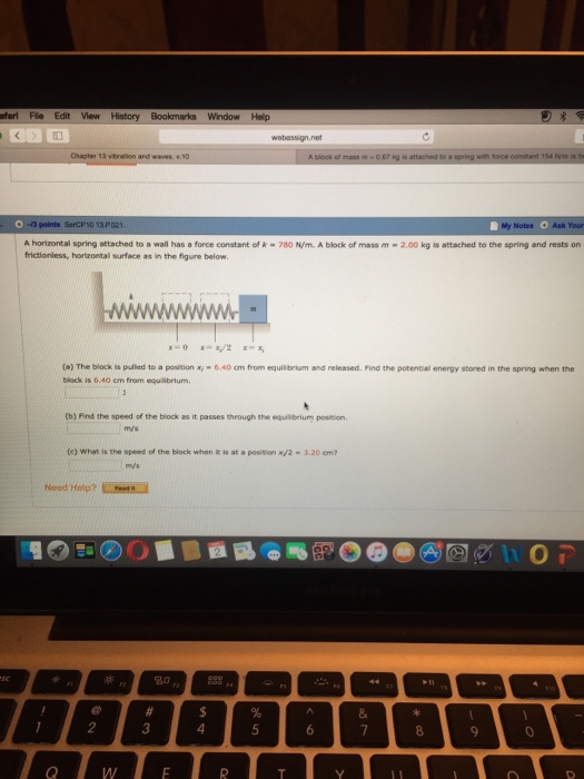 Solved A horizontal spring attached to a wall has a force | Chegg.com