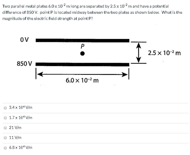 Solved Two parallel metal plates 6.0 x 102m long are | Chegg.com