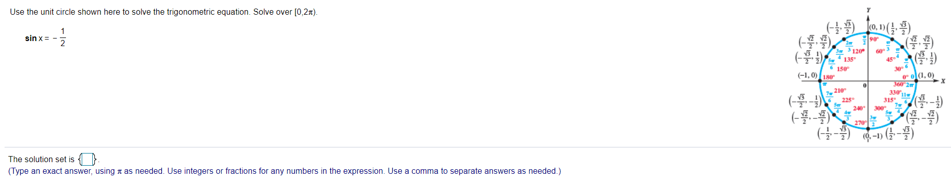 Solved Use the unit circle shown here to solve the | Chegg.com