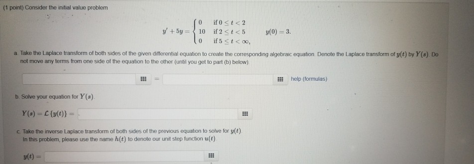 Solved (1 point) Consider the initial value problem O ifo | Chegg.com