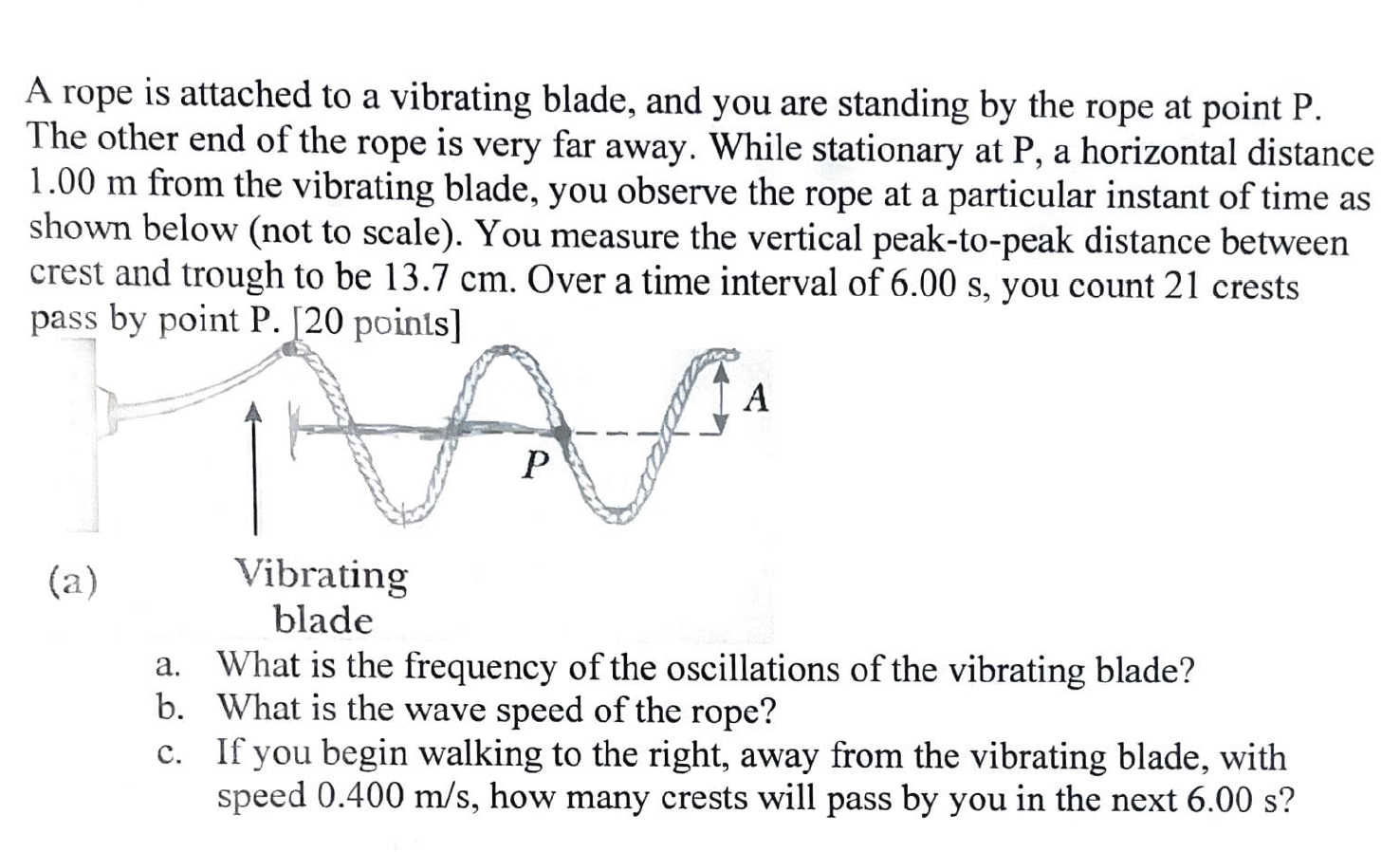 Solved A rope is attached to a vibrating blade, and you are | Chegg.com