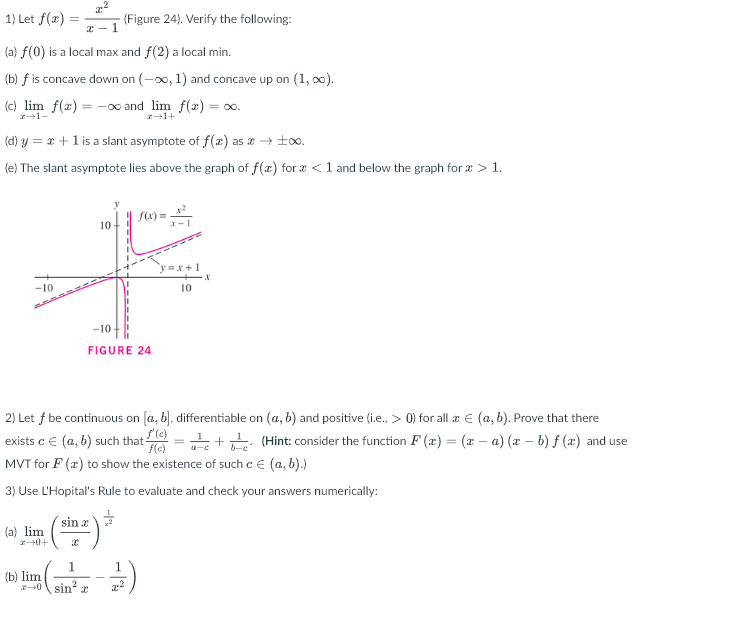 Solved Let f(x)=x2x-1 (Figure 24). ﻿Verify the | Chegg.com