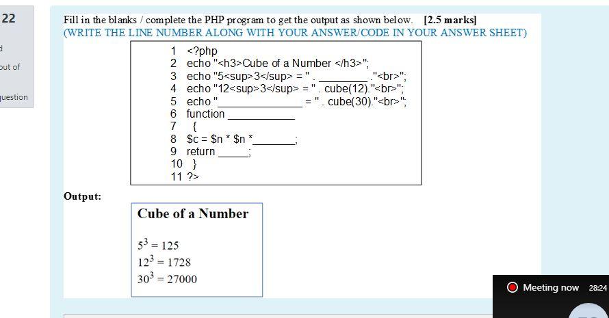 Solved 22 out of juestion Fill in the blanks / complete the | Chegg.com