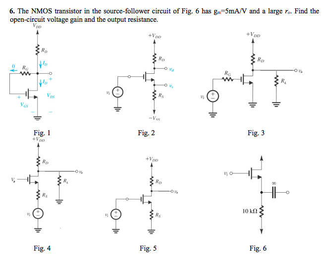 Solved 6. The NMOS transistor in the source-follower circuit | Chegg.com
