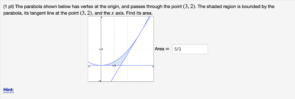 Solved (1 pt) The parabola shown below has vertex at the | Chegg.com