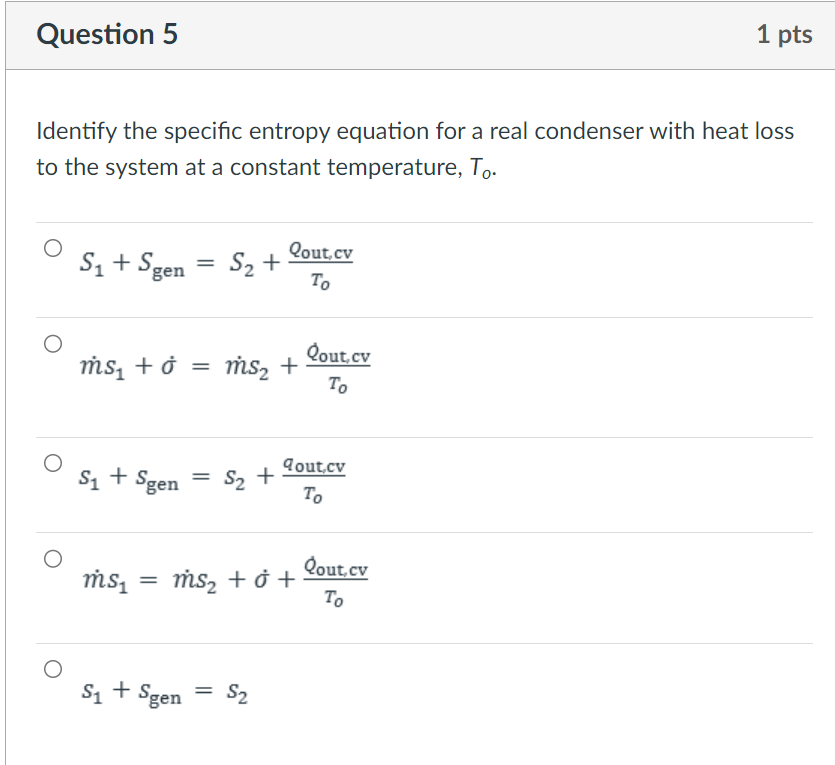 Solved Identify the specific entropy equation for a real | Chegg.com