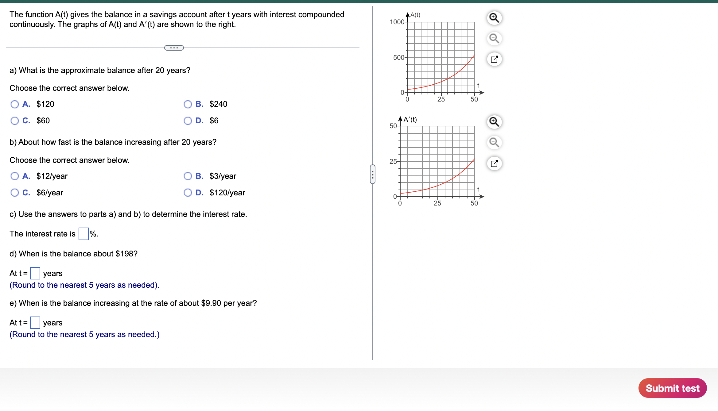 Solved The function A(t) ﻿gives the balance in a savings | Chegg.com