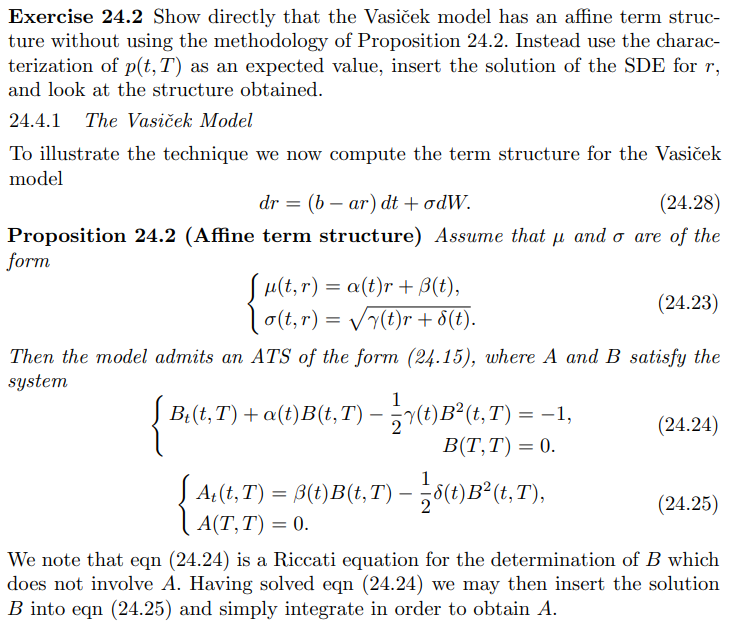 Solved Exercise 24.2 Show directly that the Vasiček model | Chegg.com