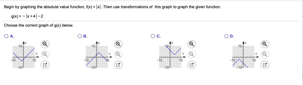 Solved Begin by graphing the absolute value function, | Chegg.com