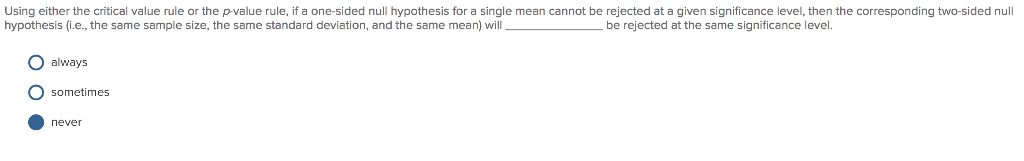 Solved Using either the critical value rule or the p-value | Chegg.com