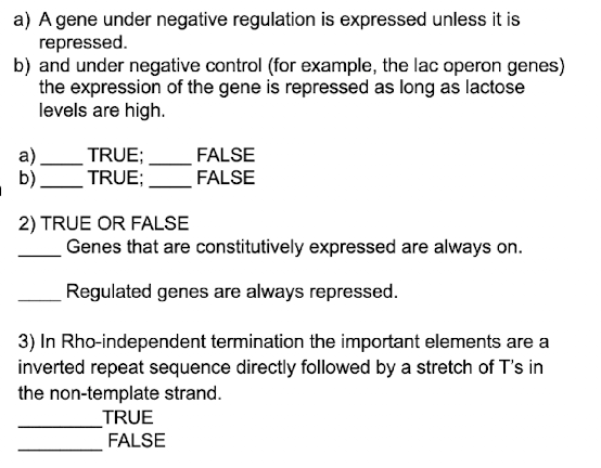 Solved a) A gene under negative regulation is expressed | Chegg.com