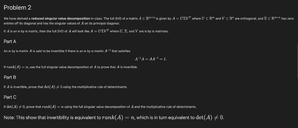Solved Entries Off Its Diagonal And Has The Singular Values