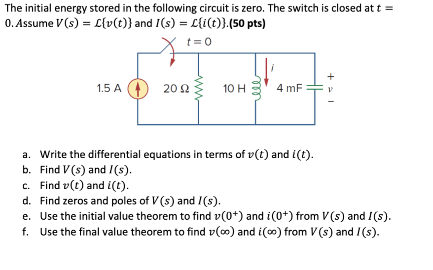 Solved The initial energy stored in the following circuit is | Chegg.com