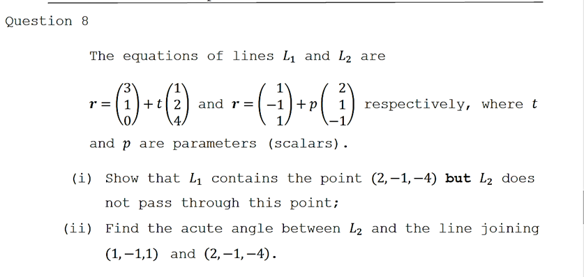 Solved The equations of lines L1 and L2 are | Chegg.com