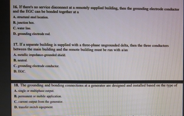 Solved 16. If there's no service disconnect at a remotely | Chegg.com