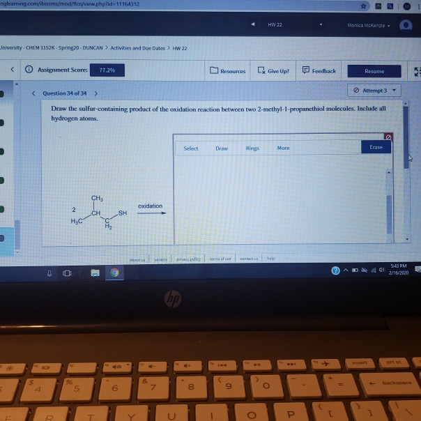 Solved Draw the the sulfur-containing product of the | Chegg.com
