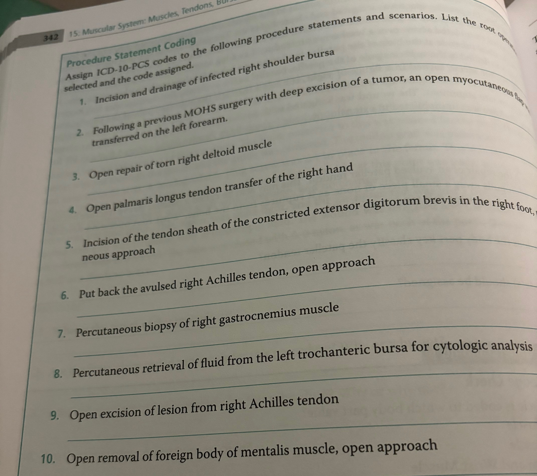 Solved list both the root operation and the PCS code for | Chegg.com