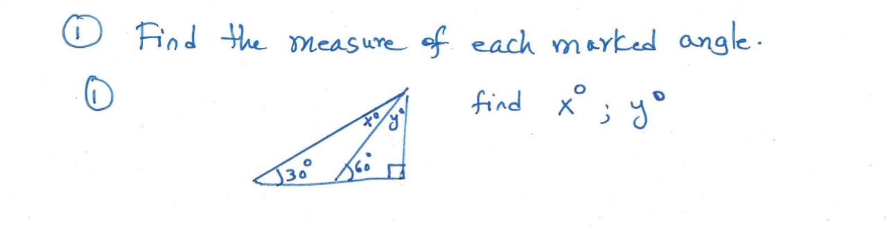 Solved Find the measure of each marked angle. find x0;y0 | Chegg.com