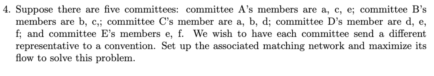 Solved 4. Suppose there are five committees: committee A's | Chegg.com