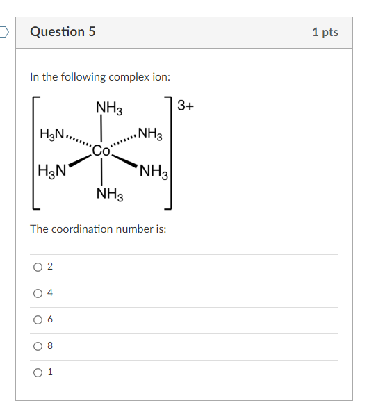 Solved In the following complex ion: The coordination number | Chegg.com