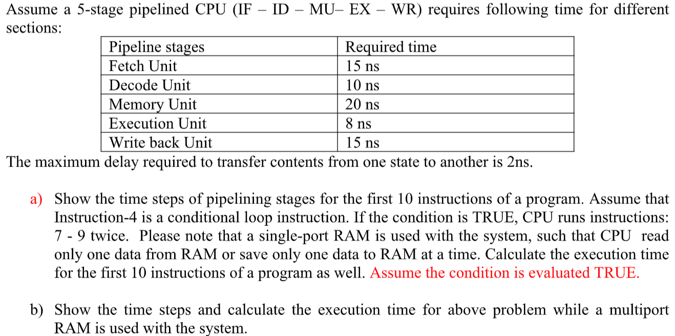 Solved Assume a 5-stage pipelined CPU (IF – ID – MU- EX WR) | Chegg.com