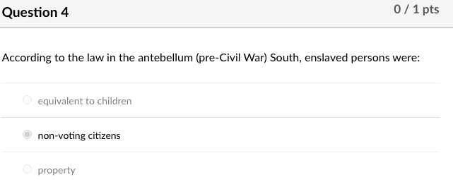 Solved According to the law in the antebellum (pre-Civil | Chegg.com
