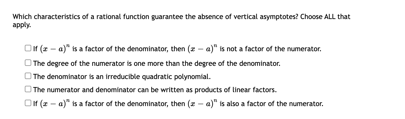 Solved Which characteristics of a rational function | Chegg.com
