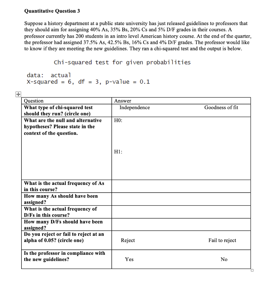 Solved Quantitative Question 3 Suppose a history department | Chegg.com