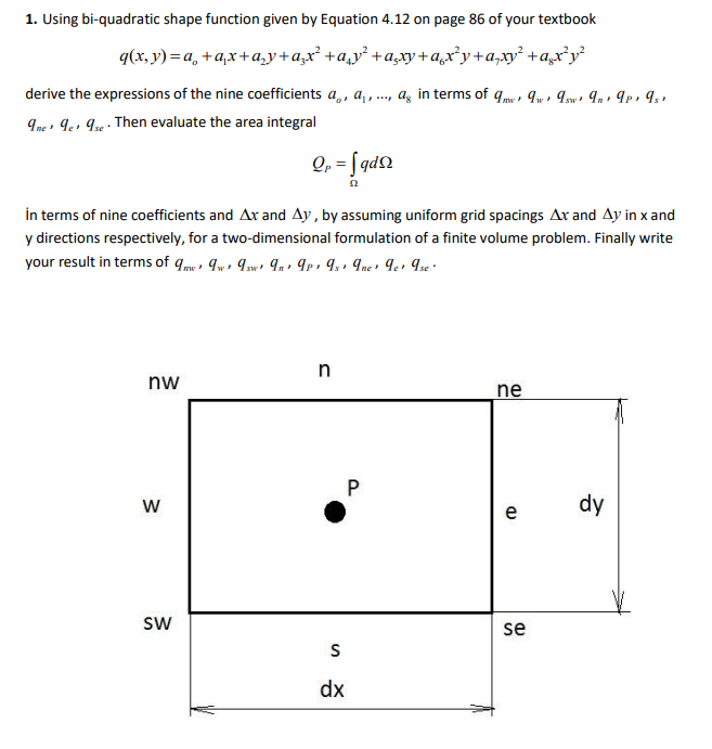 Solved 1. Using bi-quadratic shape function given by | Chegg.com