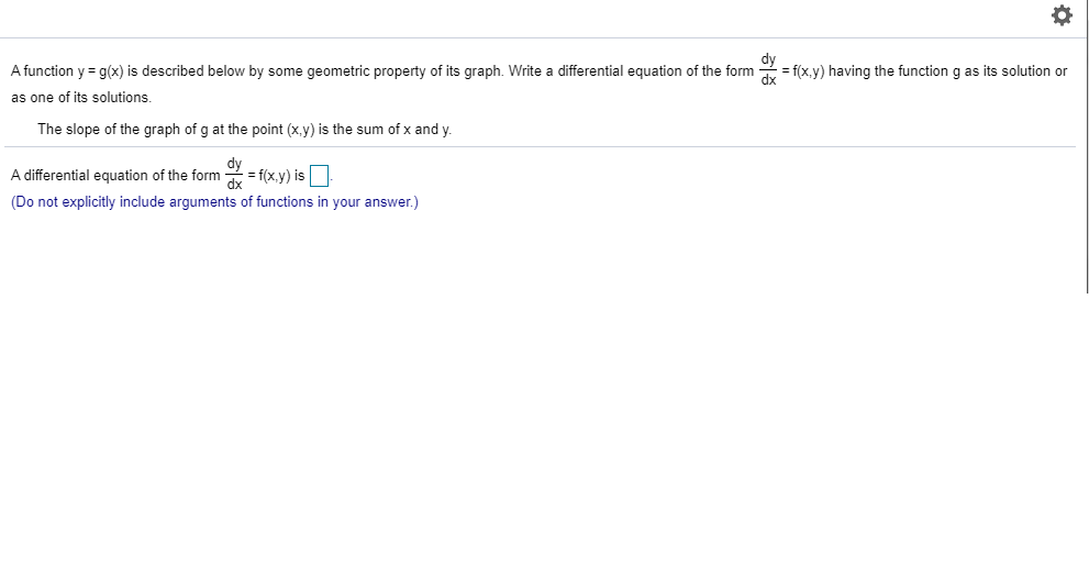 Solved Dy F X Y Having The Function G As Its Solution Or
