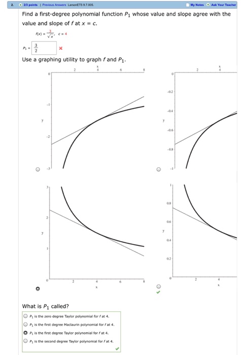 Solved 2. points Find a first-degree polynomial function Pi | Chegg.com