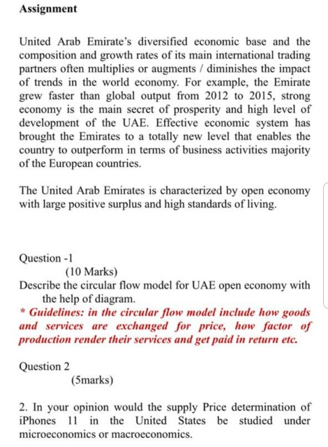 Solved Assignment United Arab Emirate's diversified economic | Chegg.com