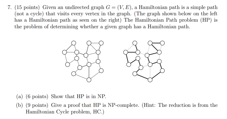 Solved 7. (15 points) Given an undirected graph G=(V,E), a | Chegg.com